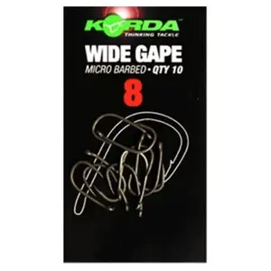 Korda | Wide | Gape | Hooks | Barbed | barbless | 6 | 8 | 10 | 4